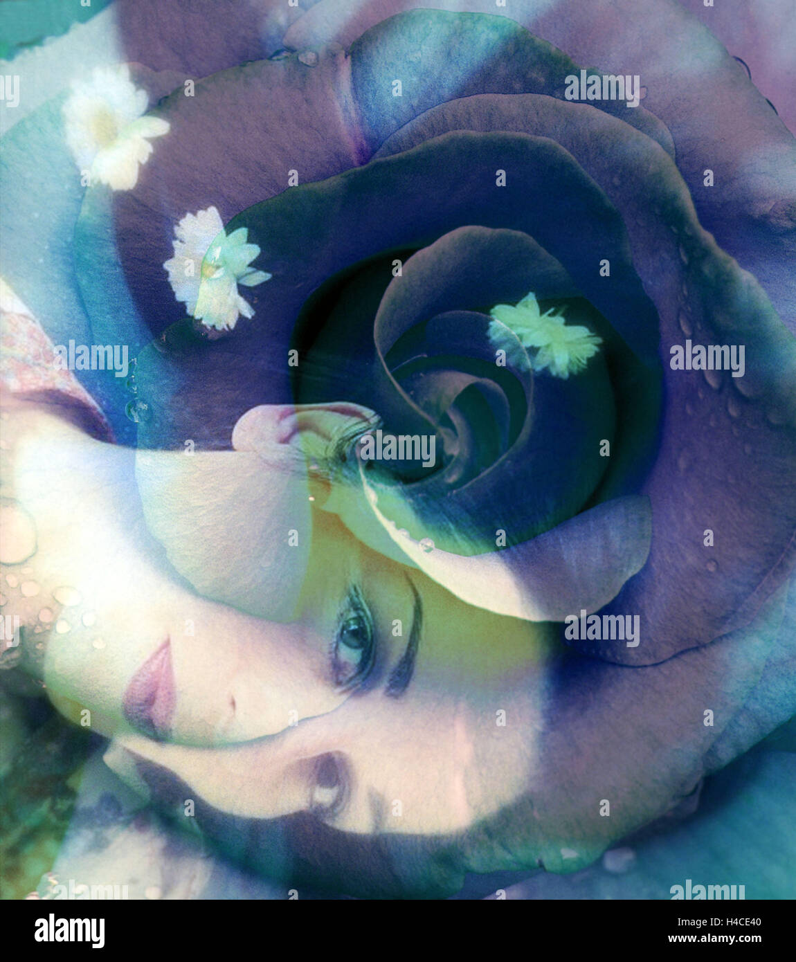 Portait woman flowers hi-res stock photography and images - Alamy