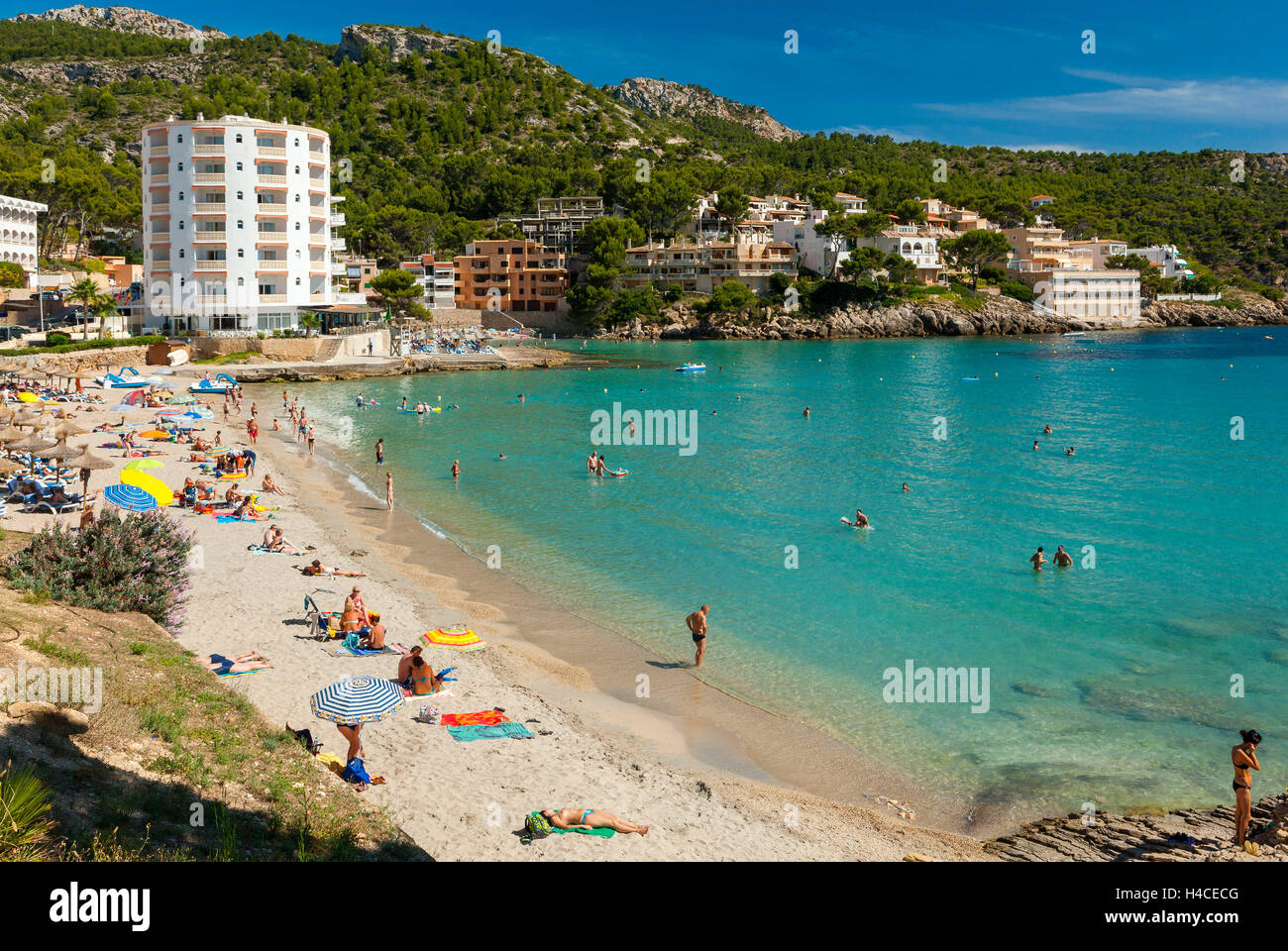 Beach in Sant Elm, also San Telmo, west coast the island Majorca, the ...