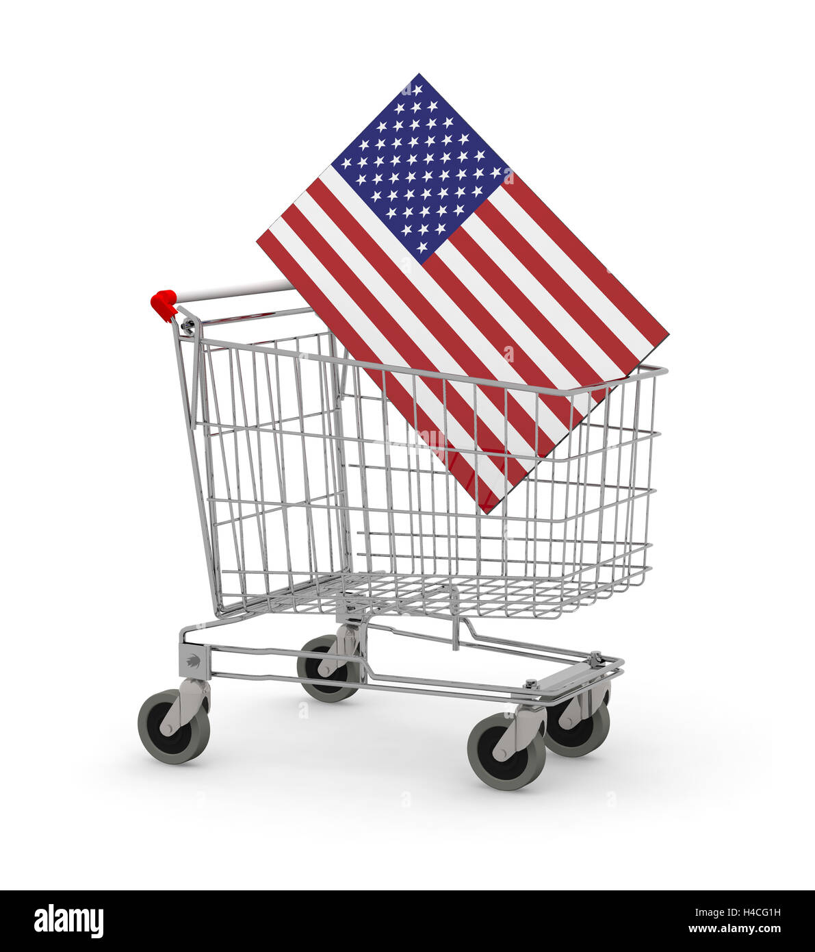 Shopping cart with USA Flag inside, 3d illustration Stock Photo - Alamy