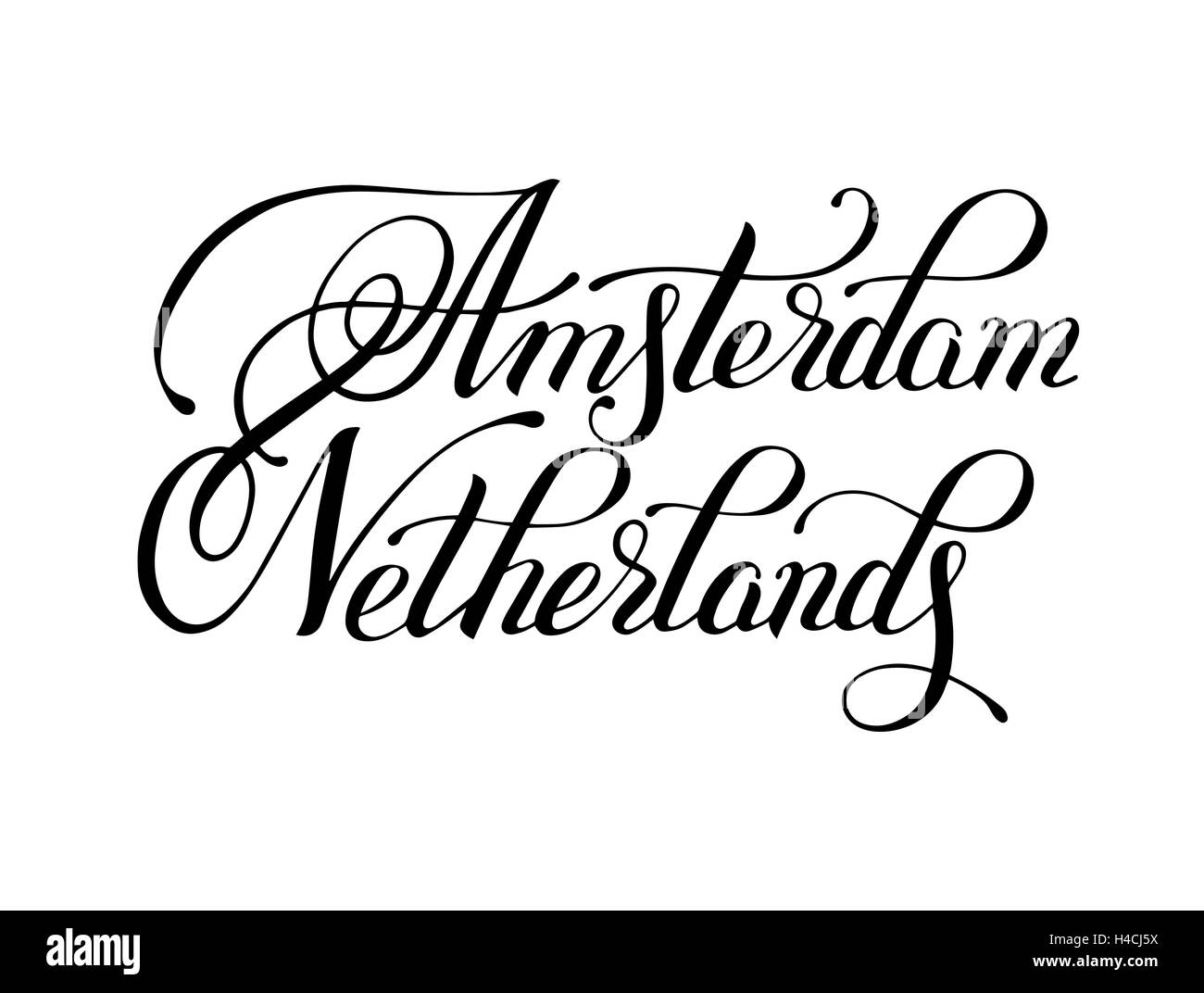 Amsterdam Netherlands black ink hand written inscription Stock Vector ...