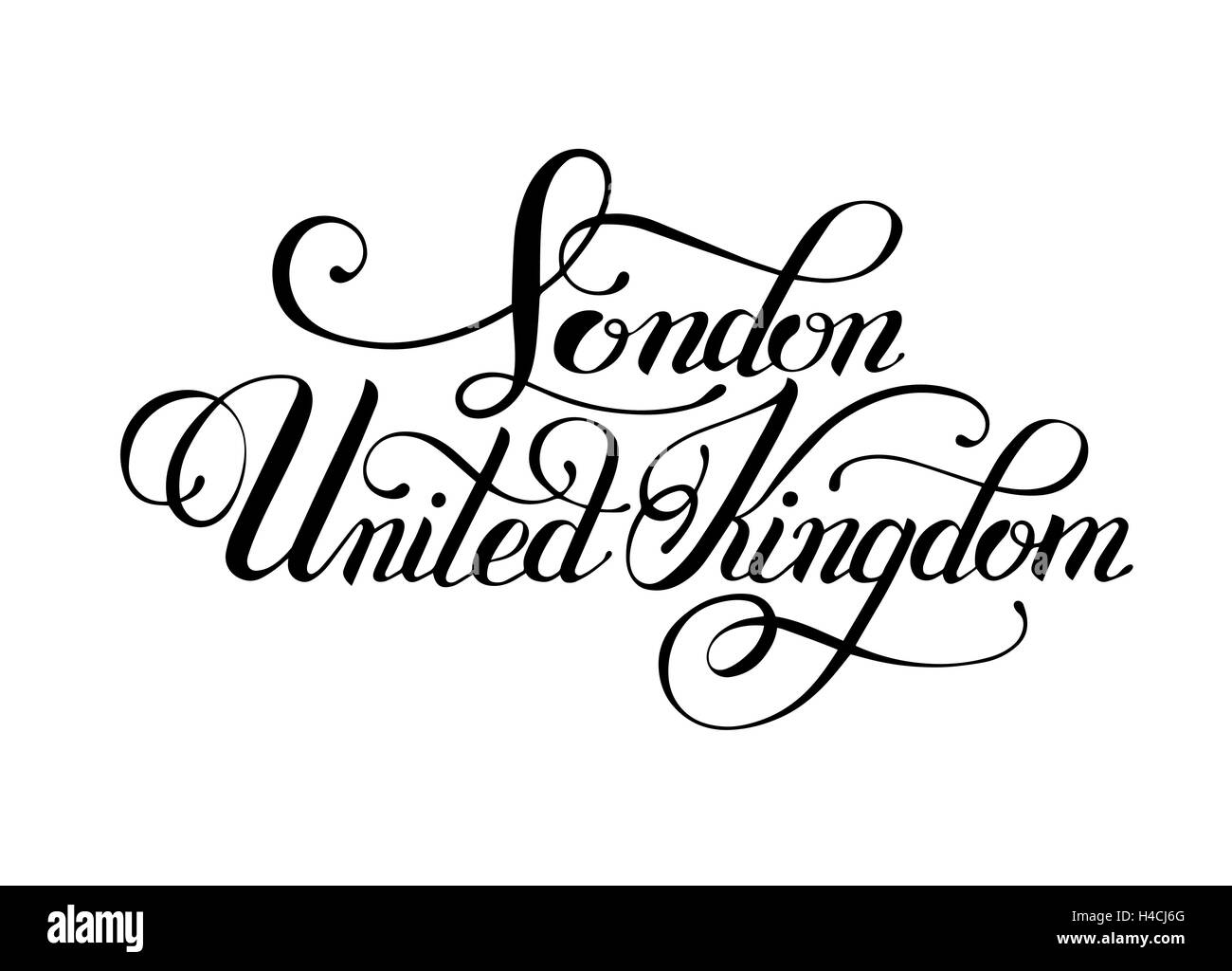 black ink hand lettering inscription London United Kingdom Stock Vector ...