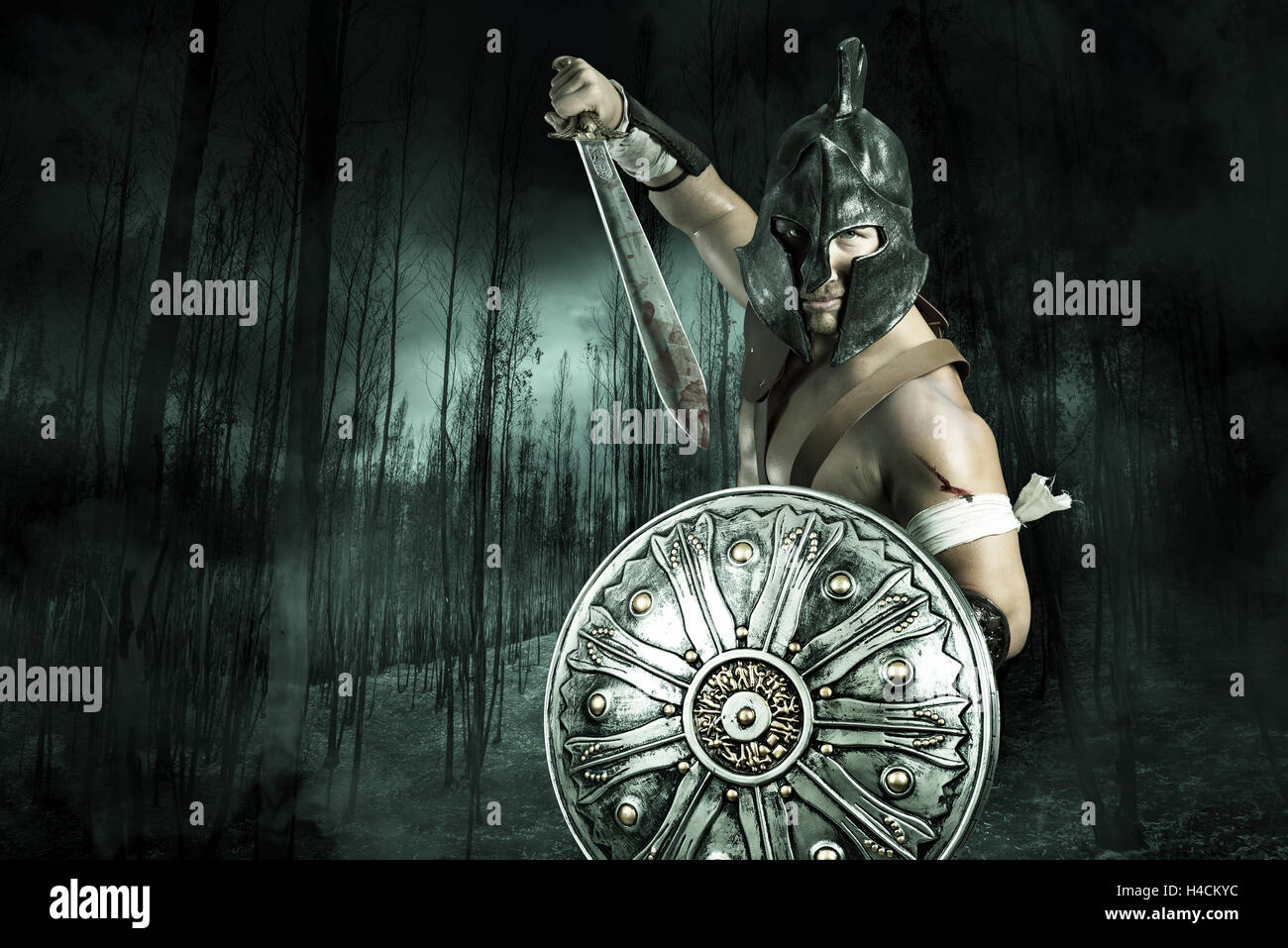 Gladiator Warrior Posing Shield Sword High Resolution Stock Photography ...