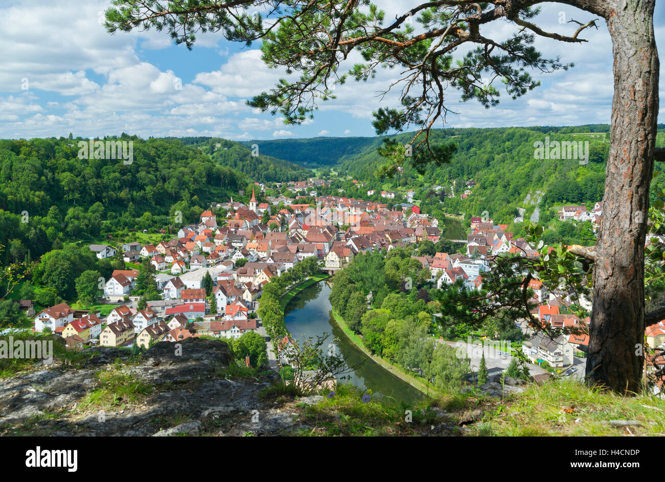 Germany, Baden-Wurttemberg, Sulz on the Neckar, view from the lookout ...