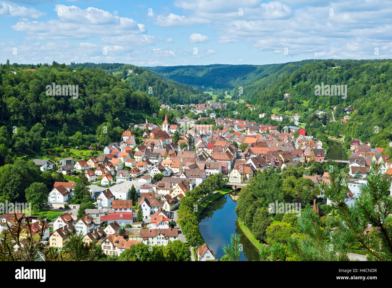 Germany, Baden-Wurttemberg, Sulz on the Neckar, view from the lookout ...