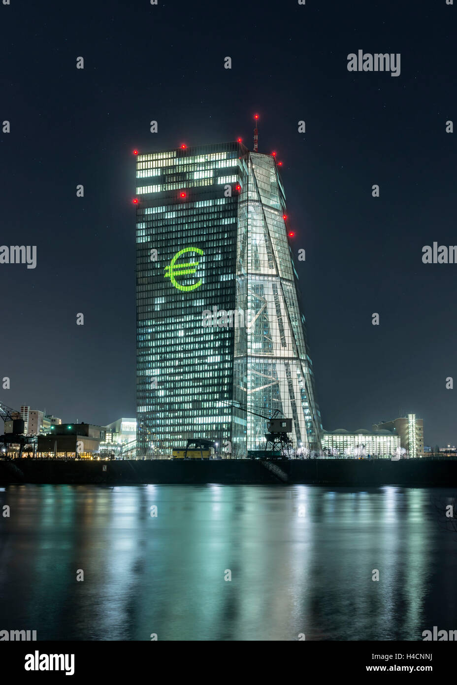 Frankfurt on the Main, Hessia, Germany, Europe, euro symbol on the ...
