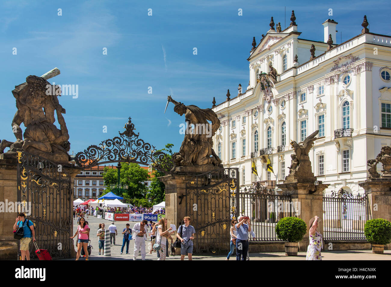 Prague, gate with archiepiscopal palace Stock Photo - Alamy