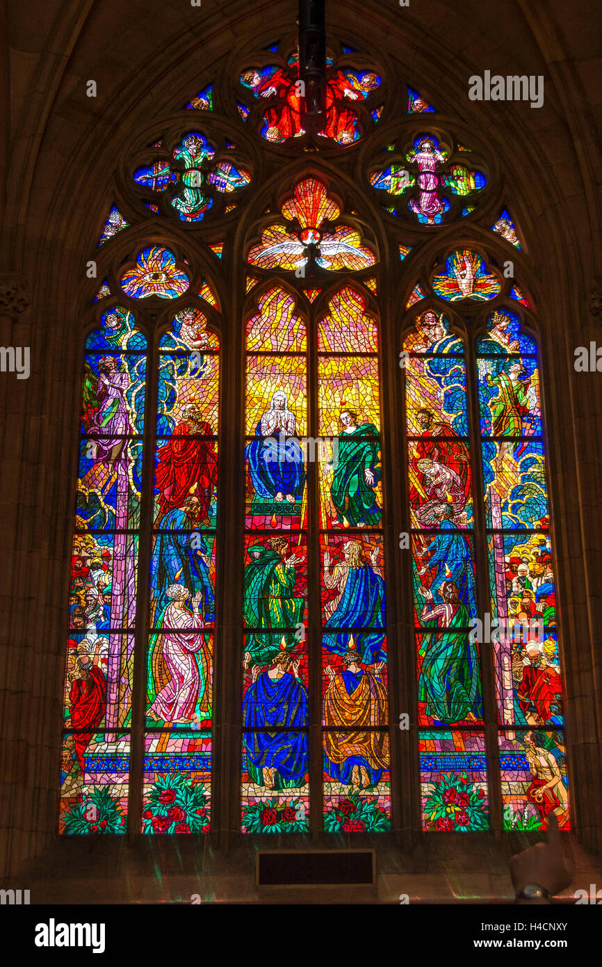 Prague, window the St. Veits cathedral Stock Photo - Alamy