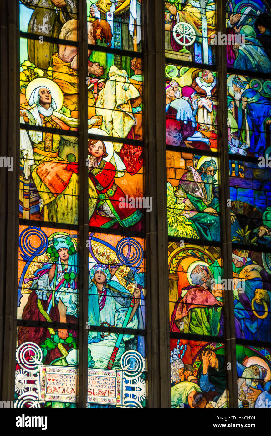 Prague, window of the St. Veits cathedral Stock Photo - Alamy