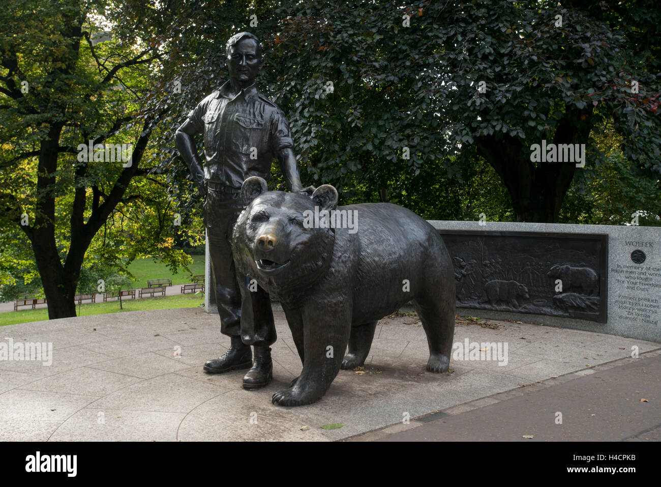 Edinburgh, Scotland. A statue immortalising a beer-drinking bear who ...
