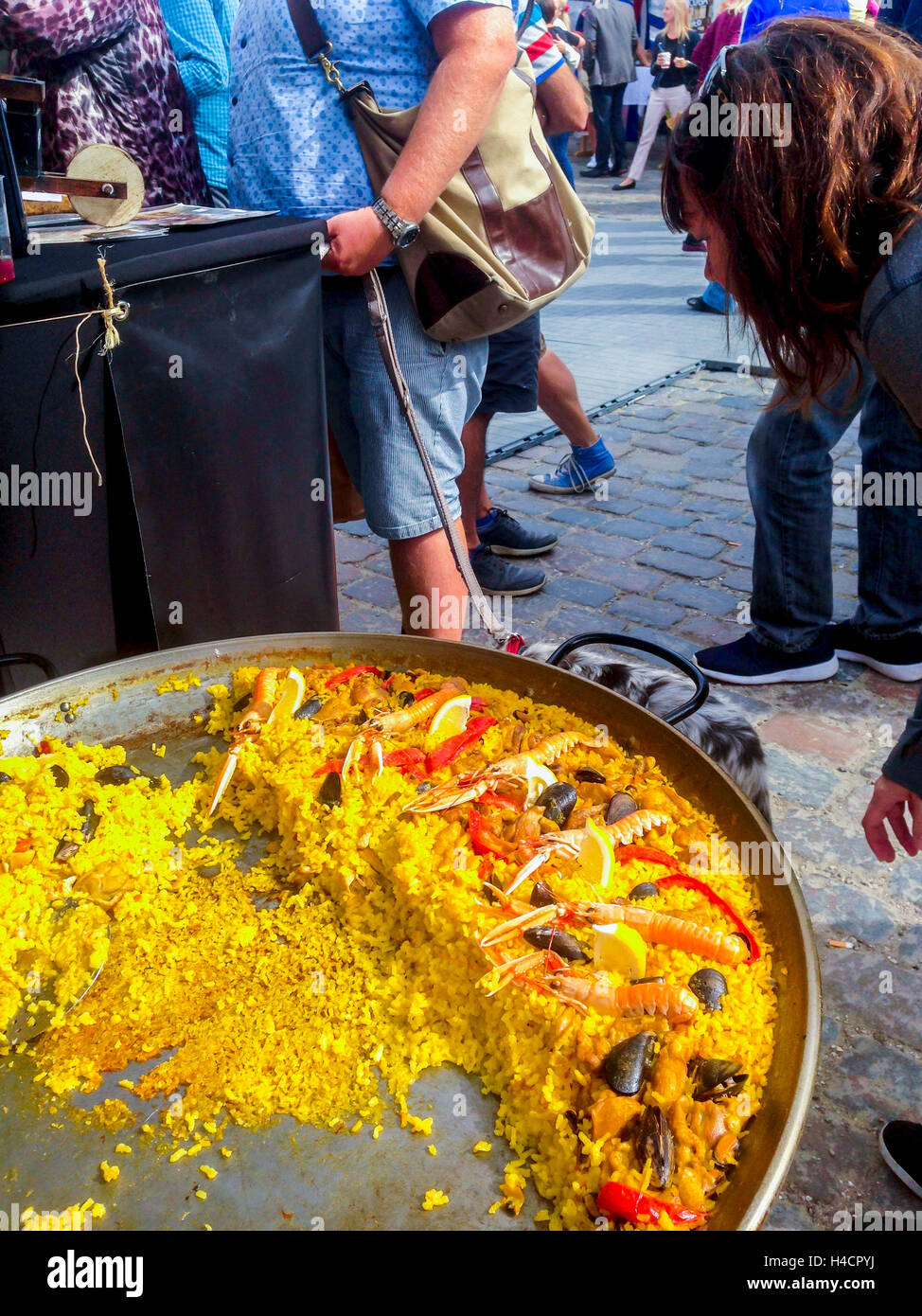 Copenhagen, Denmark, Detail, Street Food being cooked, Pan, Paella ...