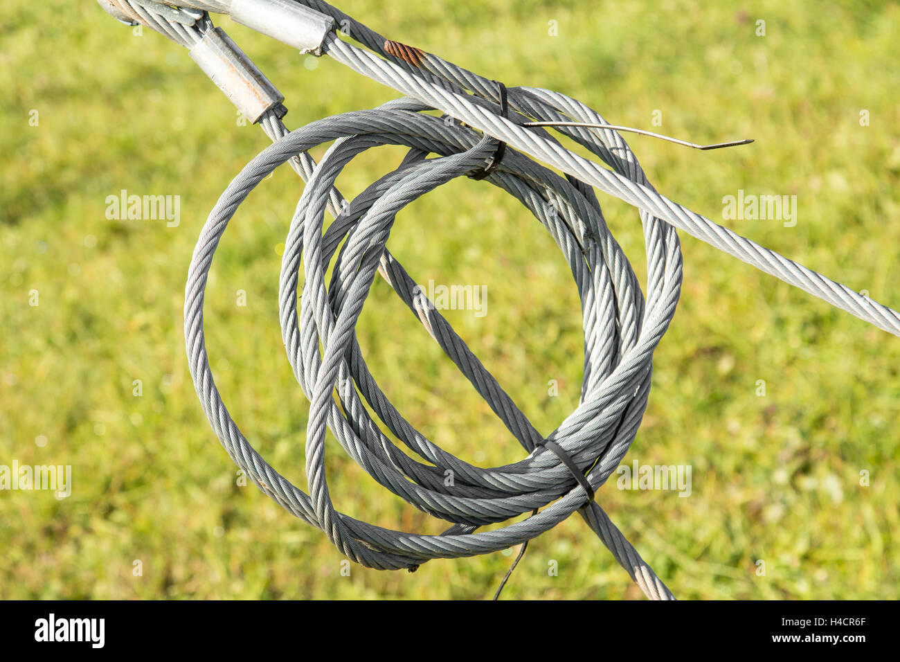 Industrial safety lock and interlock wire loop ropes Stock Photo - Alamy
