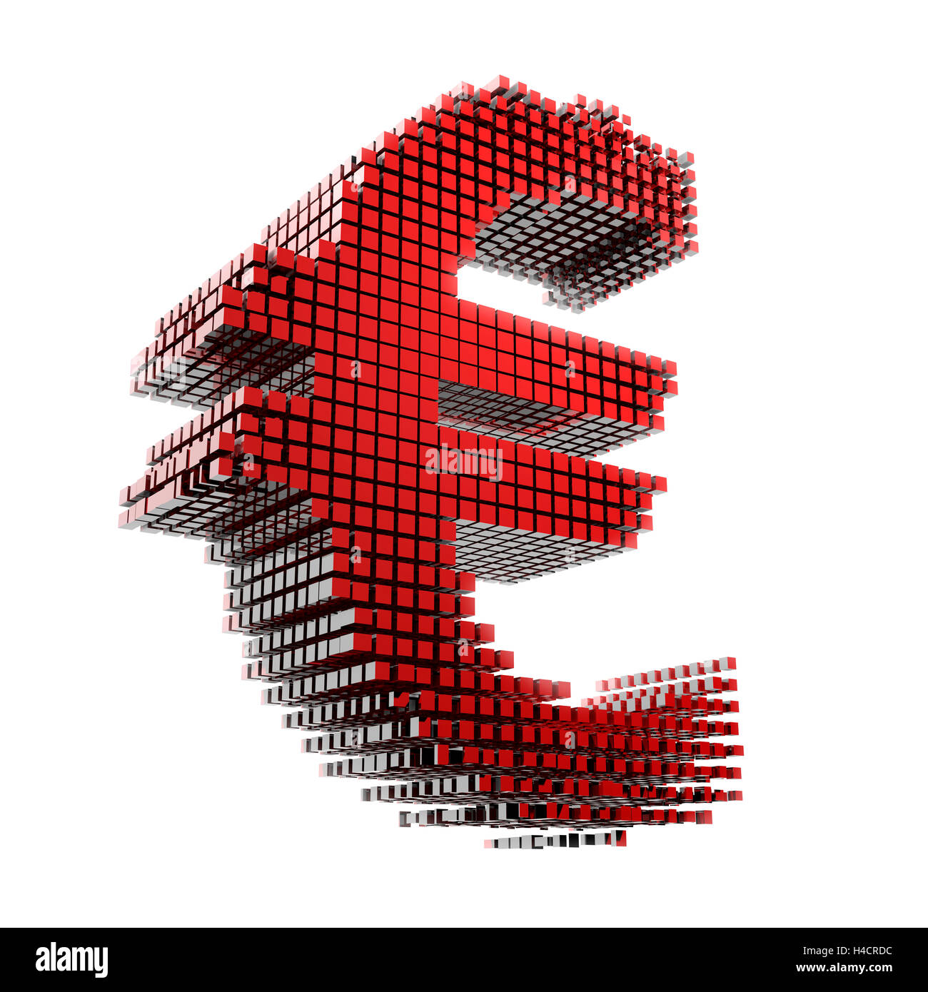 eurocharacter 3D in red material fragments digitally in front of white ...