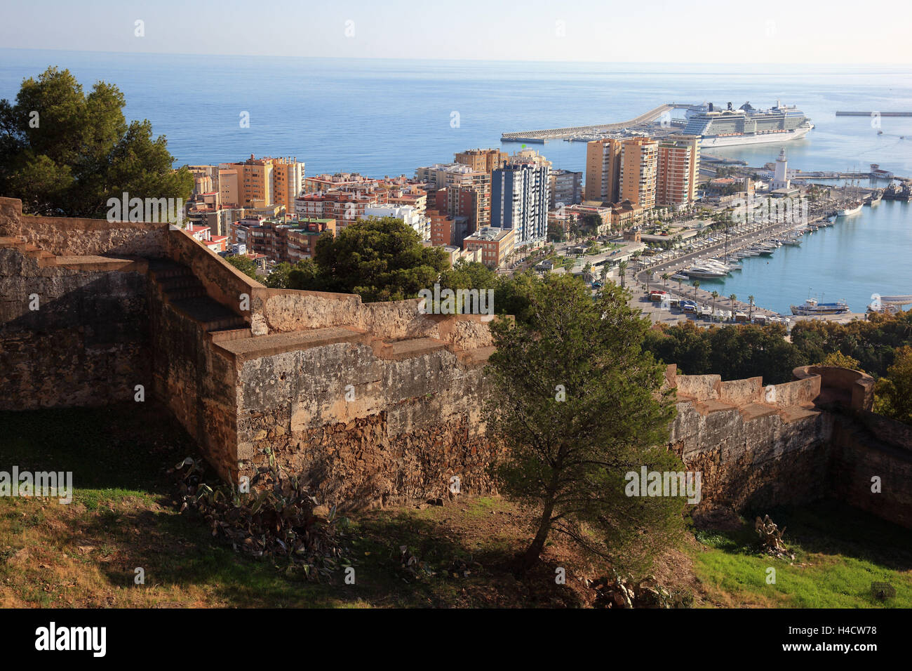 Malaga, view Castillo de Gibralfaro, view Castillo de Gibralfaro on ...