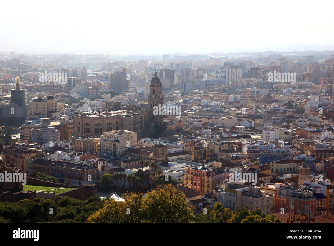 Castillo de gibralfaro with view about the town hi-res stock ...