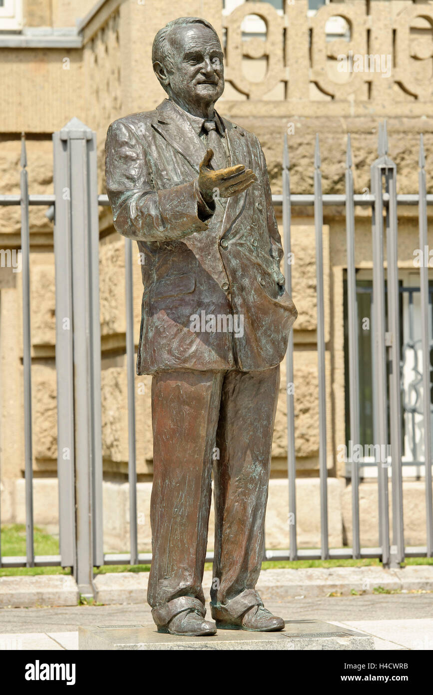 Sculpture the former Federal President John Rau, Germany, North Rhine ...