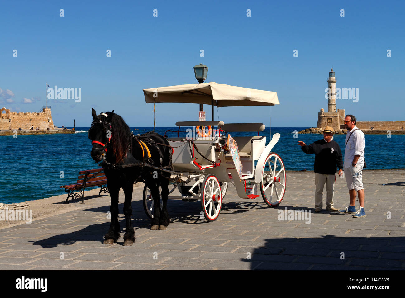 Venetian harbour Canea, promenade, Canea, Crete, Greece, Europe Stock ...