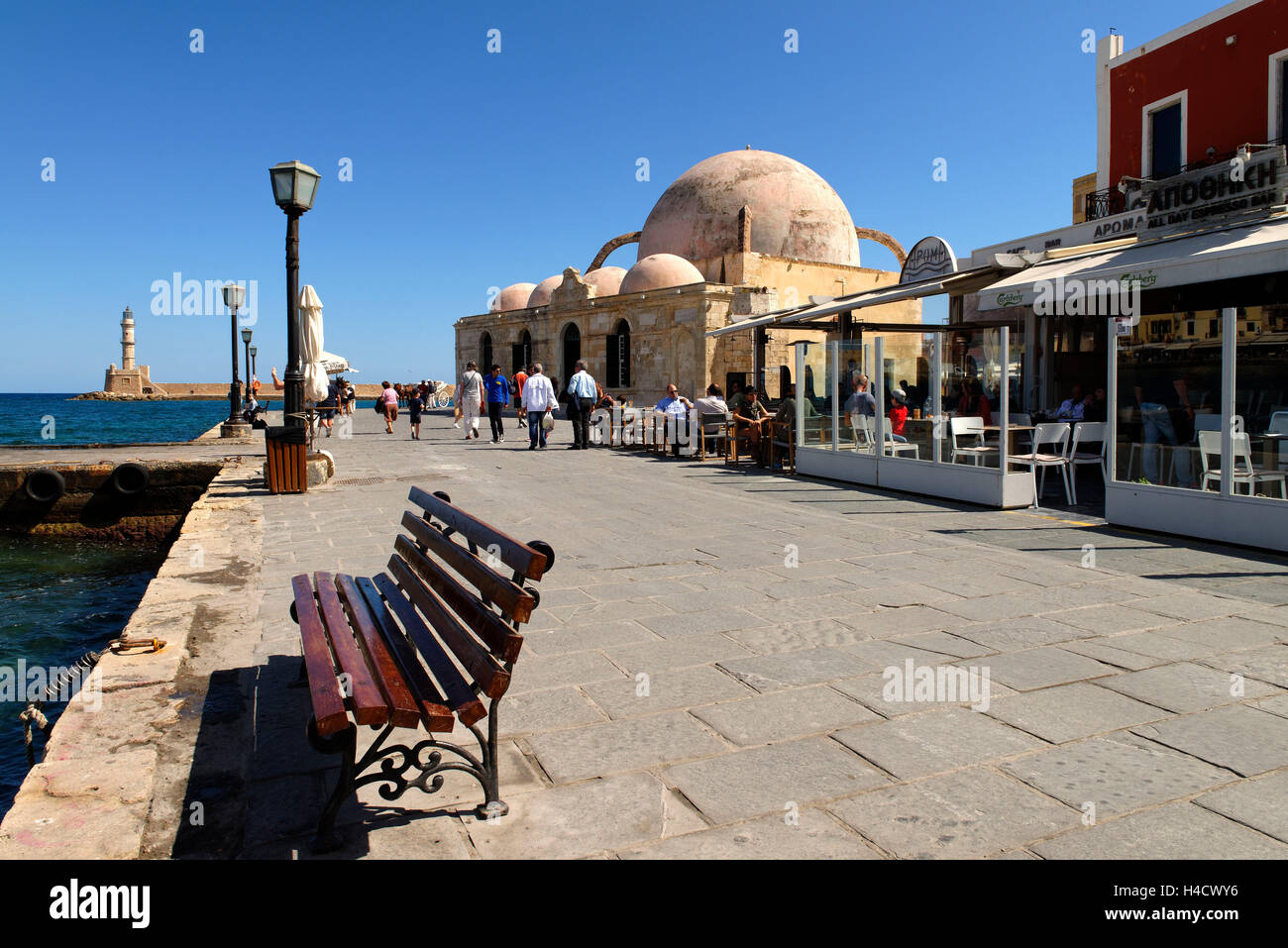 Venetian harbour Canea, promenade, Canea, Crete, Greece, Europe Stock ...