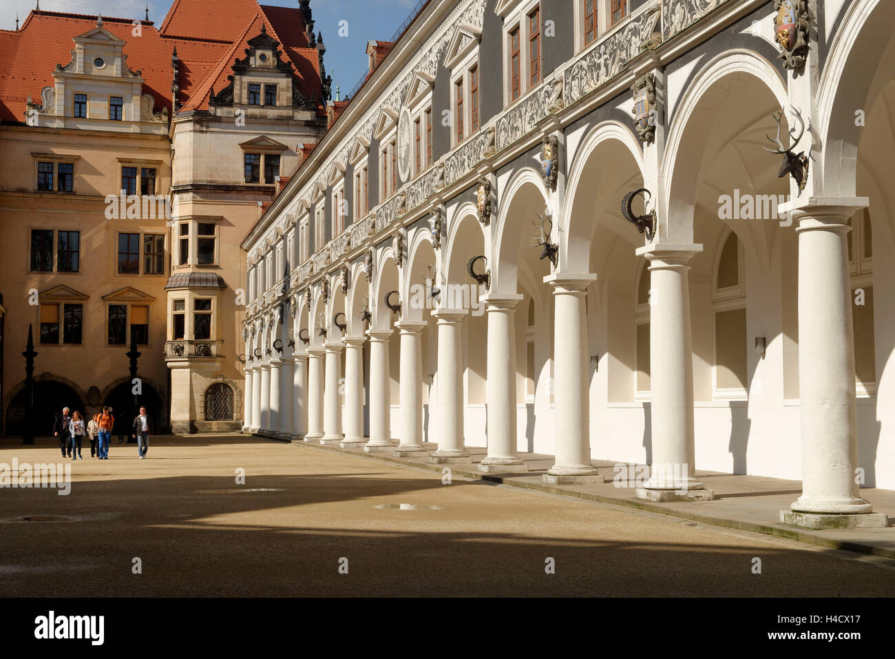 Stable court, residence lock, Europe, Germany, Dresden, Saxon Stock ...