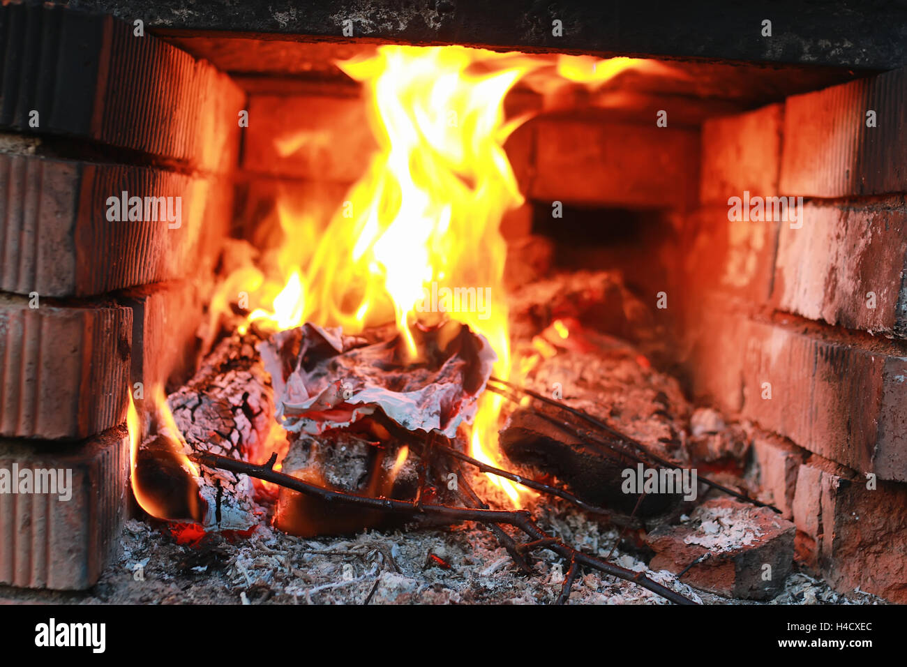 flame fire in the oven Stock Photo - Alamy