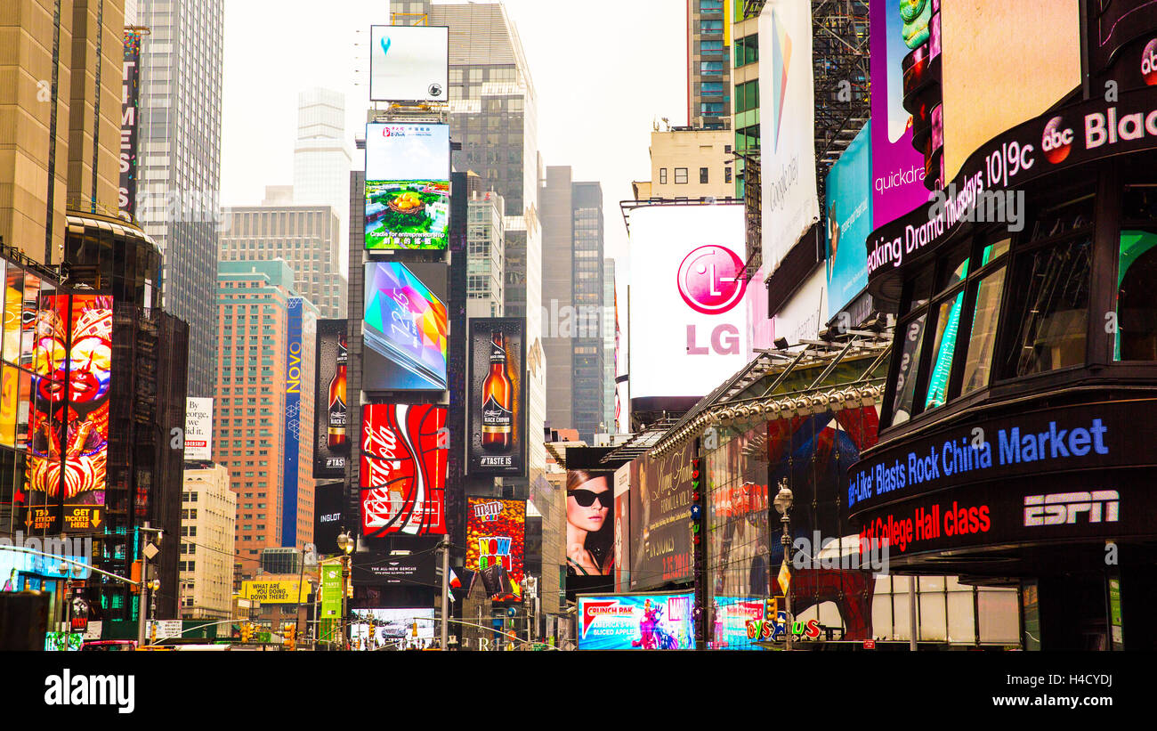 America, USA, New York, Manhattan, Times square, neon signs Stock Photo ...