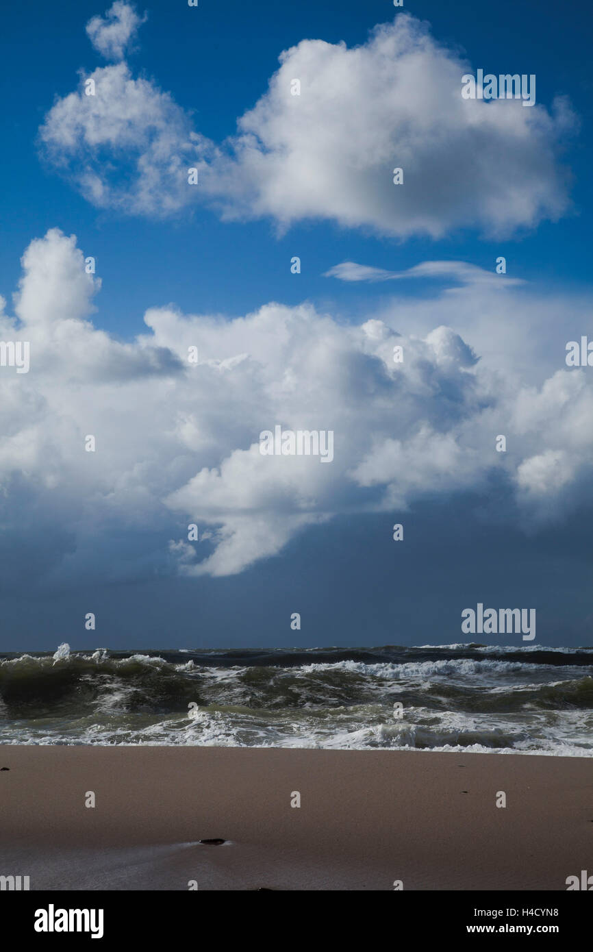 beach of the North Sea with water, waves, clouds and blue heaven Stock ...