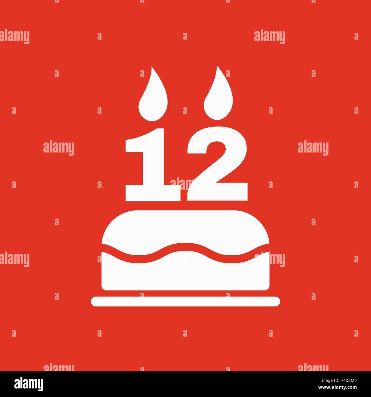 The birthday cake with candles in the form of number 12 icon. Birthday ...