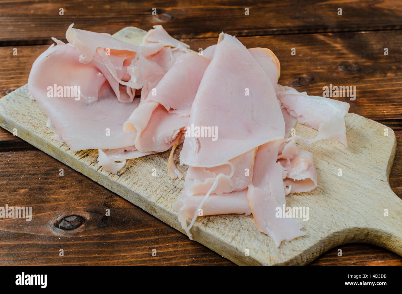 Original Prague ham on wood board, just picked Stock Photo - Alamy