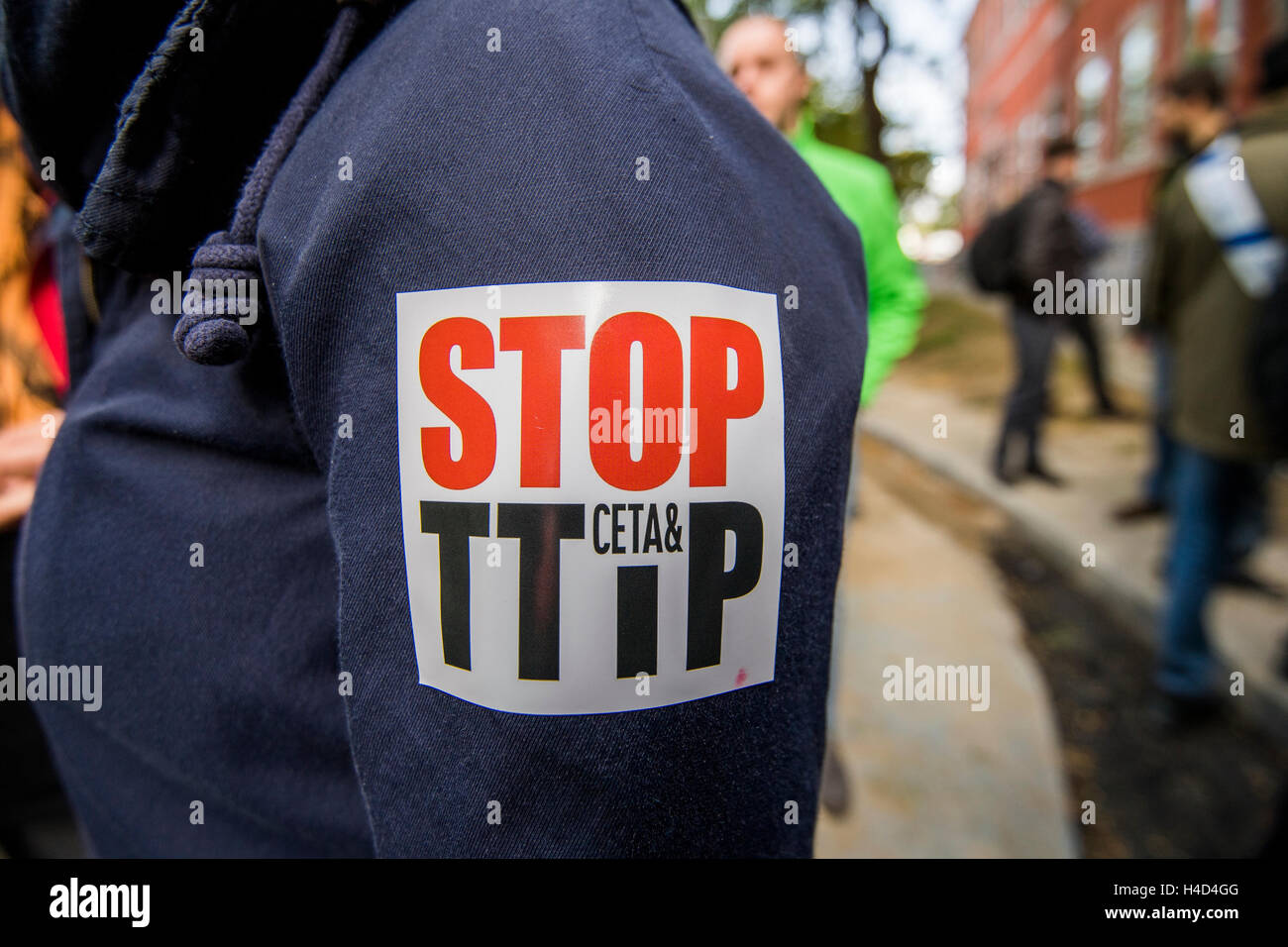 Illustration picture shows the 'Stop CETA' protest action in front of ...