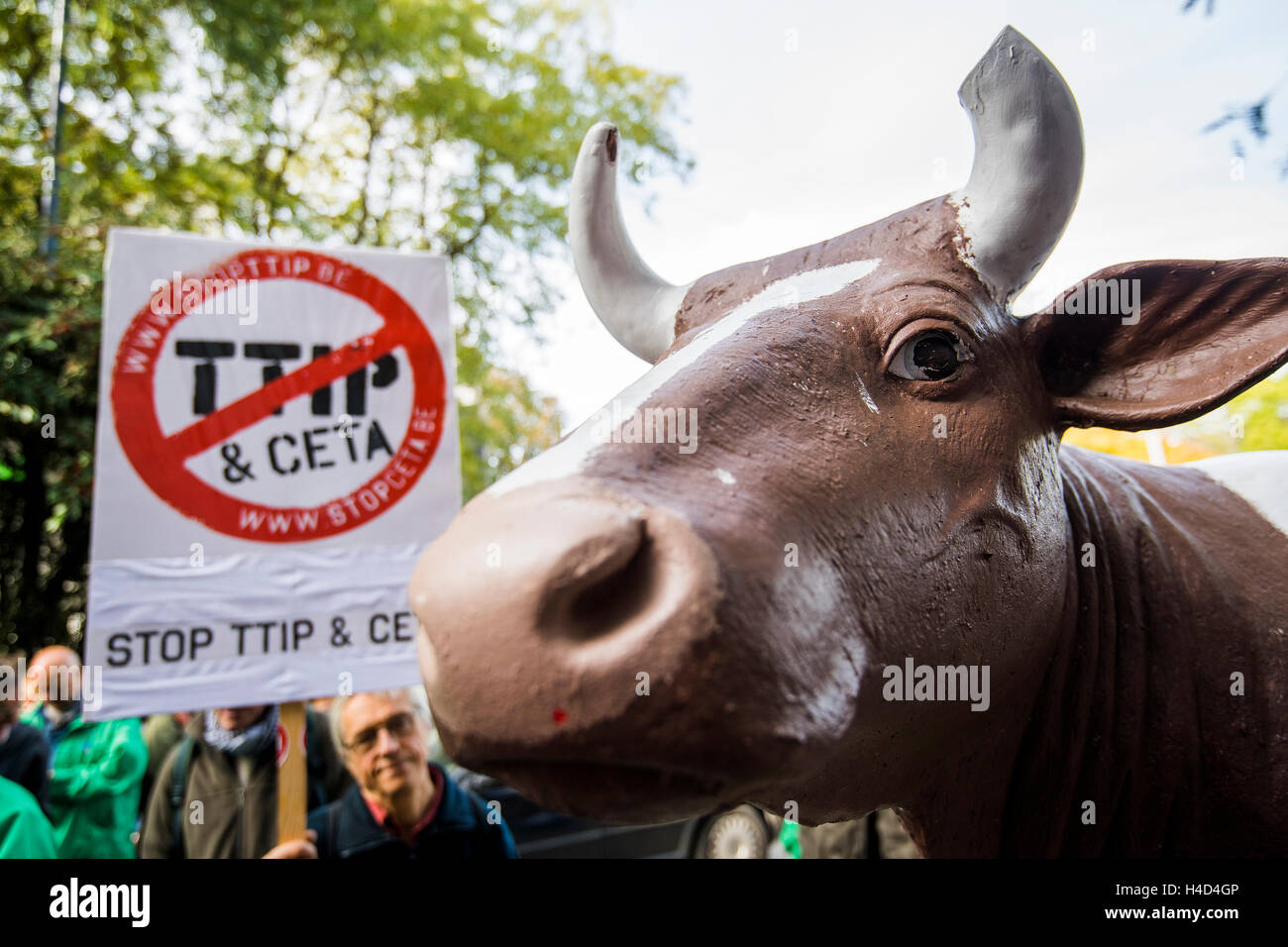 Illustration picture shows the 'Stop CETA' protest action in front of ...