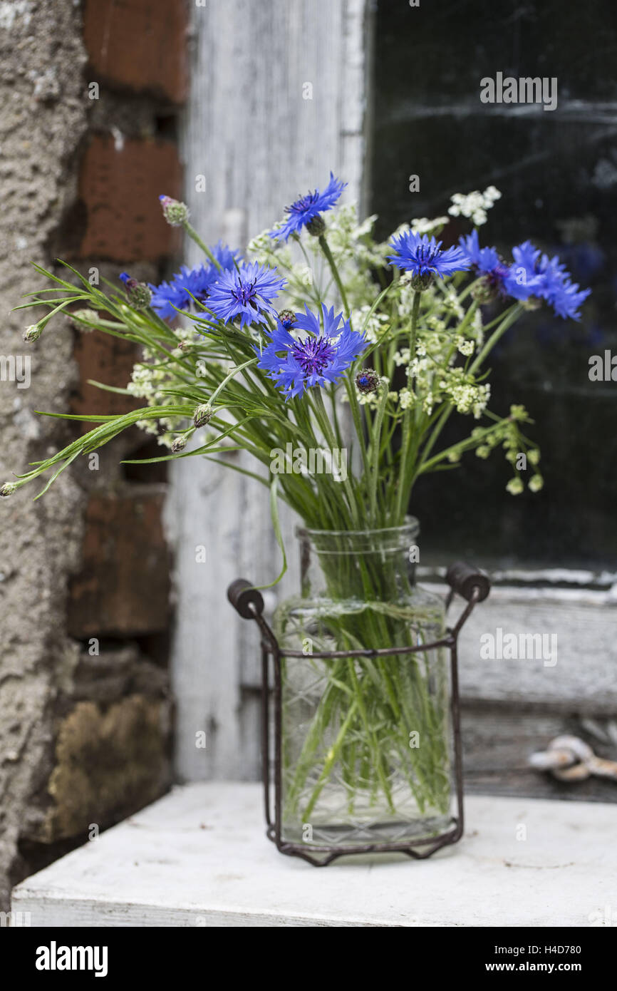 Bunch from cornflowers and chervil Stock Photo - Alamy