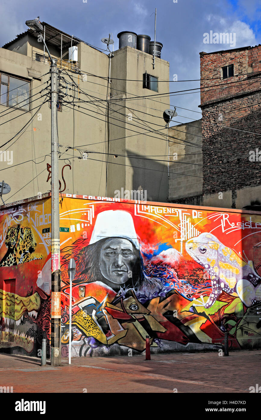Republic Colombia, Departamento Cundinamarca, city Bogota, graffiti in ...
