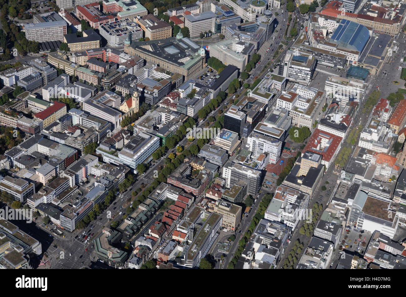 Aerial picture, Stuttgart, Theodor Heuss street, Königstrasse, hospital church ...
