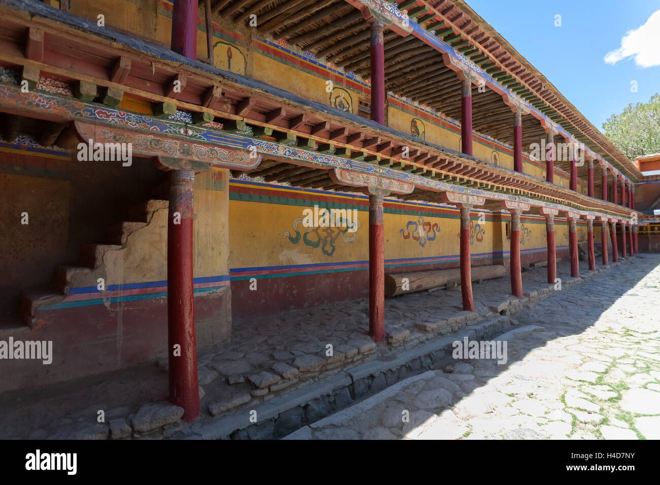 Wooden construction Shalu Monastery, Tibet, China Stock Photo - Alamy