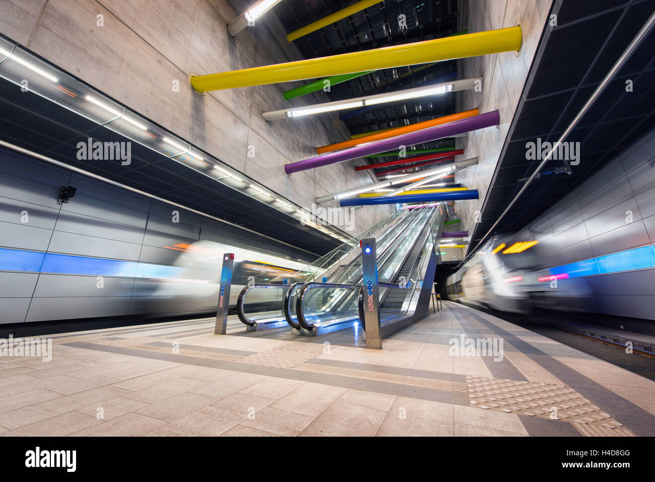 Architecture, interior view, railway station, Saxon, Leipzig, Germany ...
