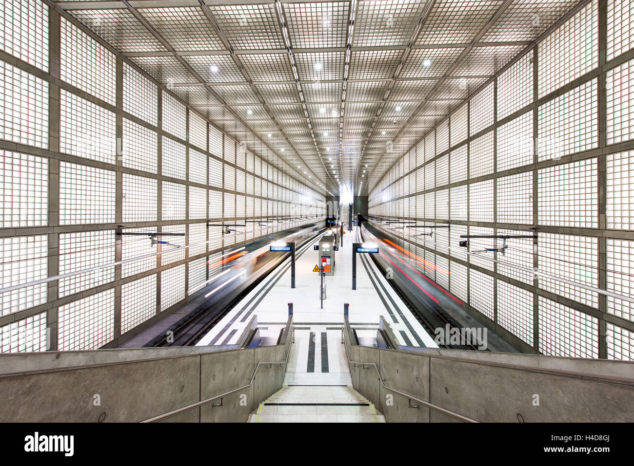 Architecture, interior view, railway station, Saxon, Leipzig, Germany ...