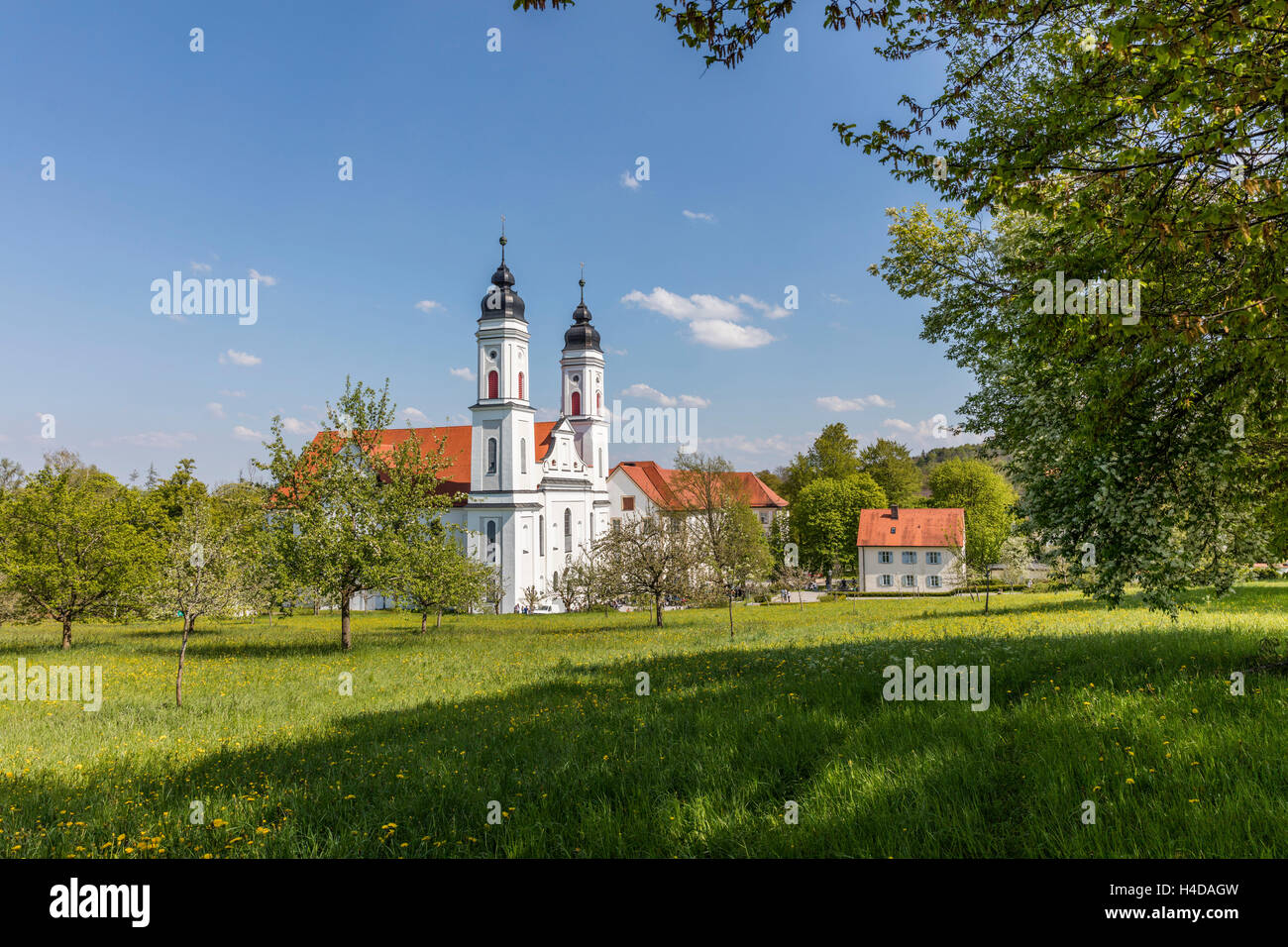 Cloister of Irsee at the spring, Germany, Bavarians, AllgÃ¤u Stock ...