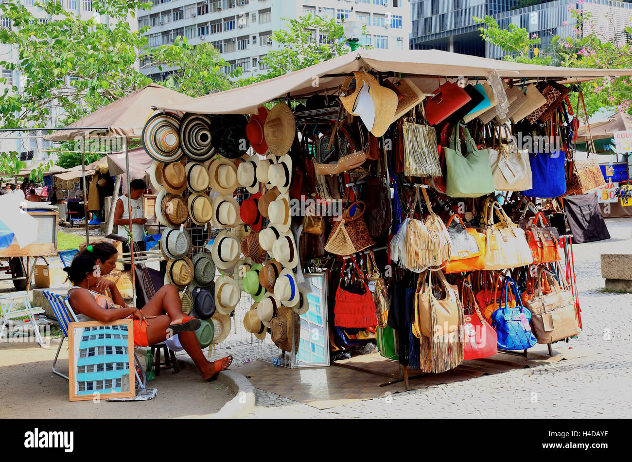 Market stalls in Avenida Rio Branco, Rio de Janeiro, Brazil, part town ...