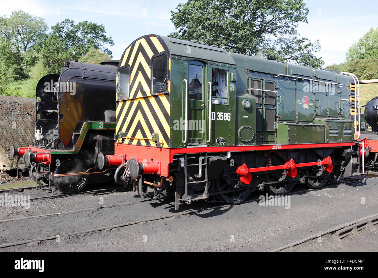 Relics of the steam age, a diesel shunter in foreground and Erlestoke ...