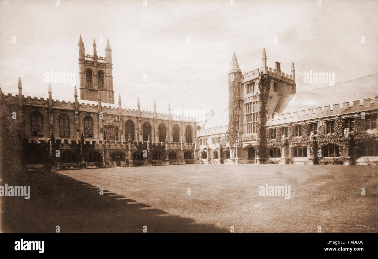 Magdalen college cloisters, Oxford, about 1880 Stock Photo - Alamy