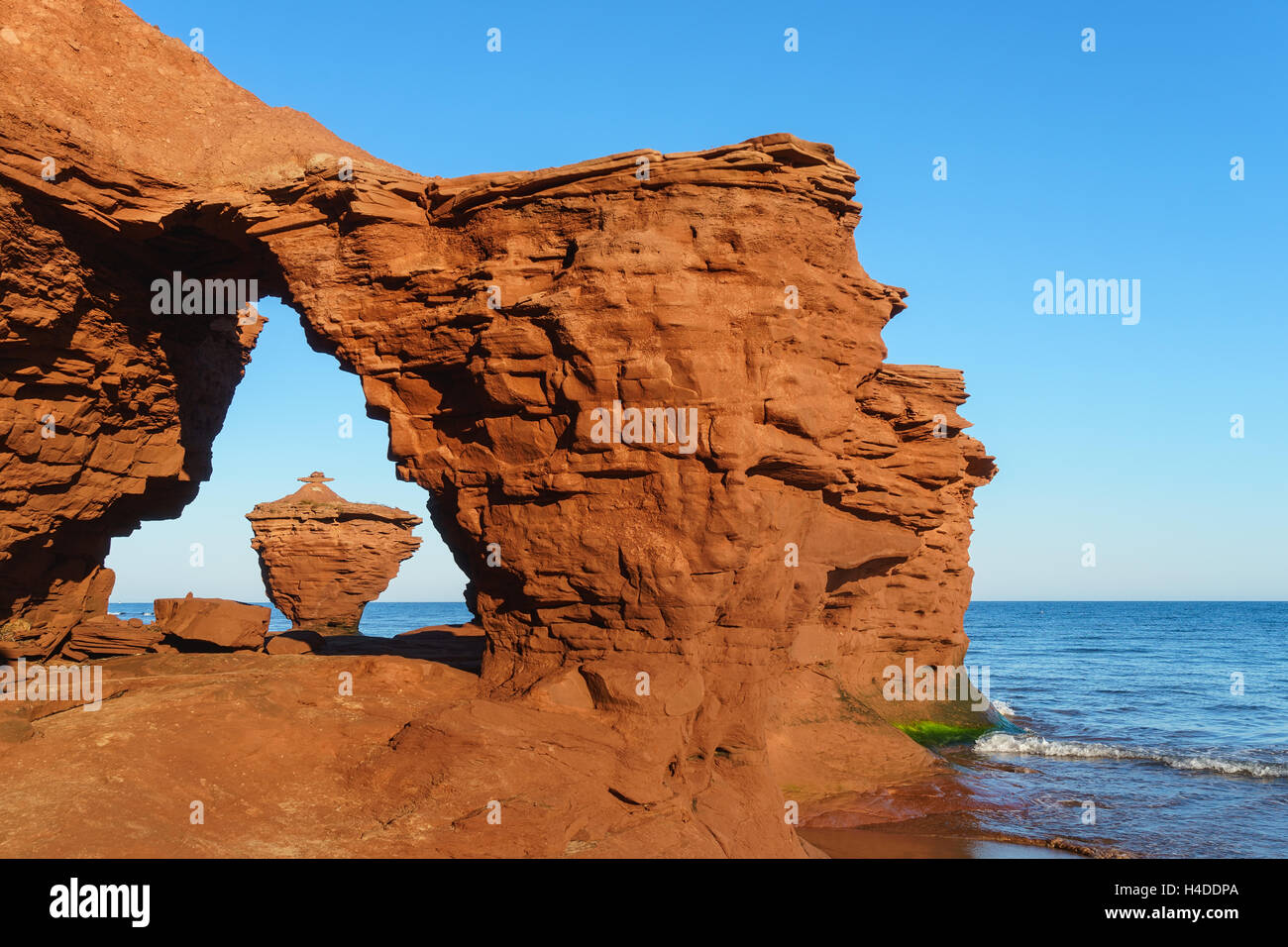 Rock formations formed by erosion on the north shore of Prince Edward ...