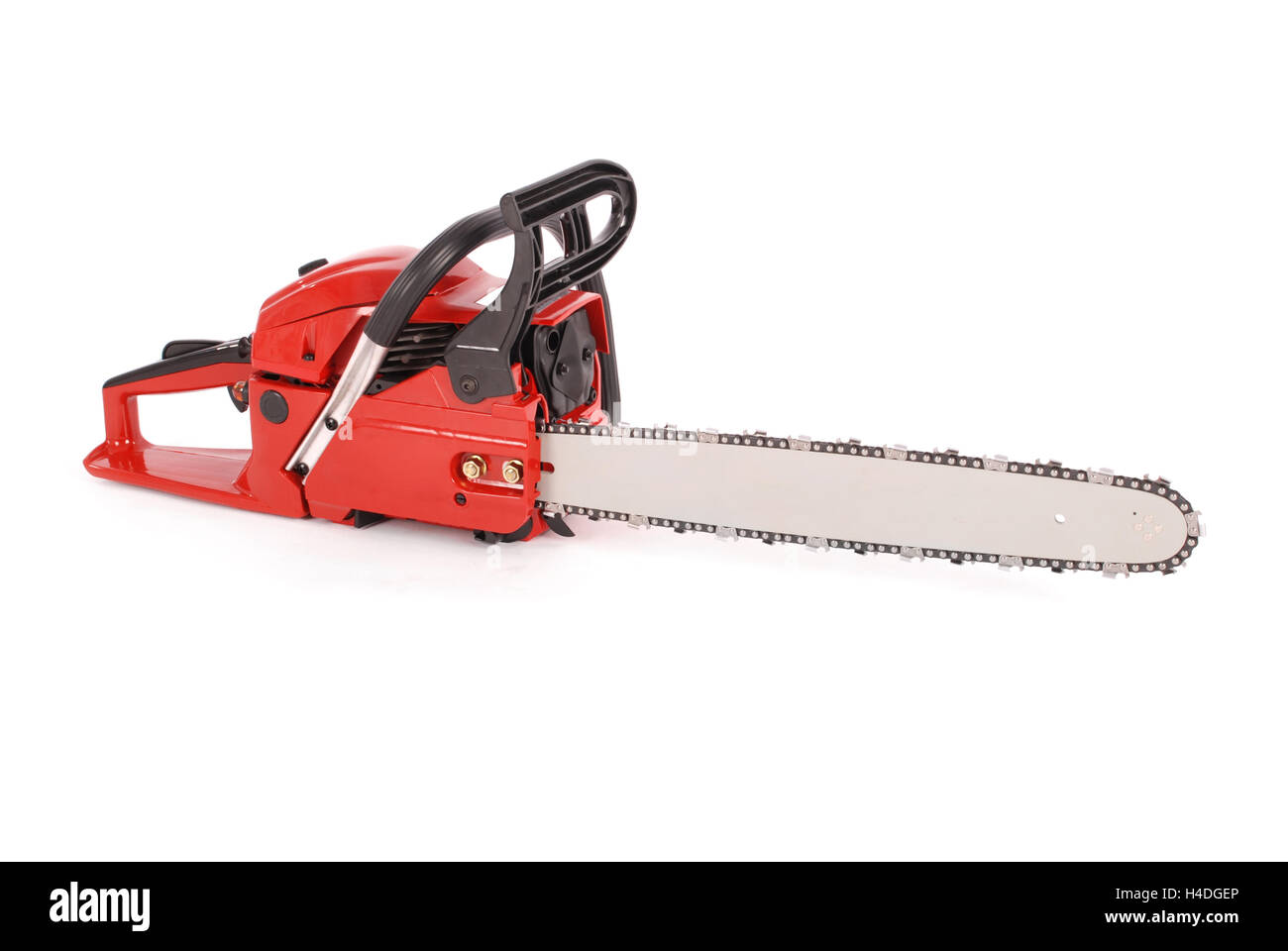 Red professional chainsaw isolated on white background Stock Photo - Alamy