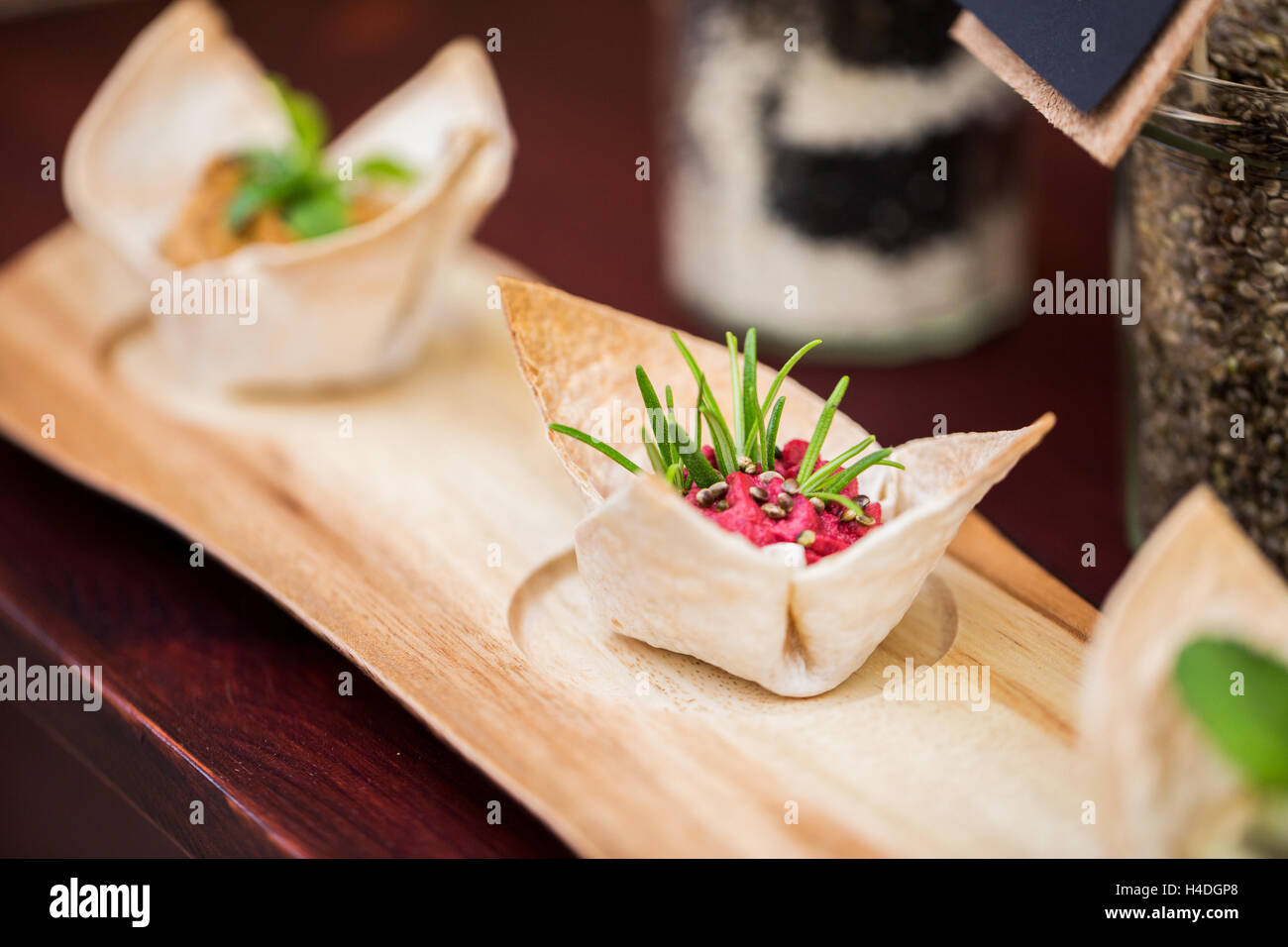 close up of dough cornet with beetroot filling Stock Photo - Alamy