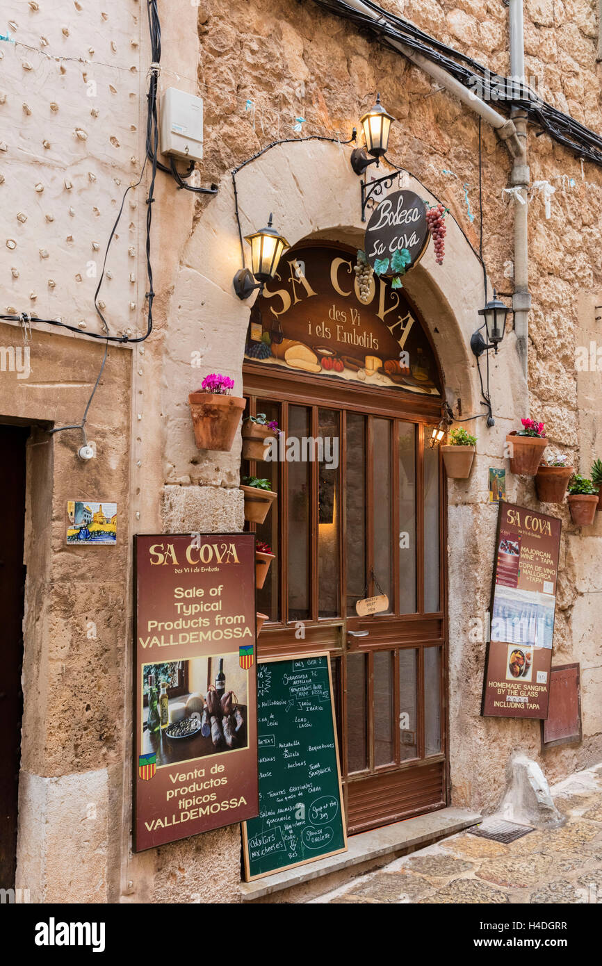 Restaurant, input, detail, Valldemossa, Spain, the Balearic Islands ...