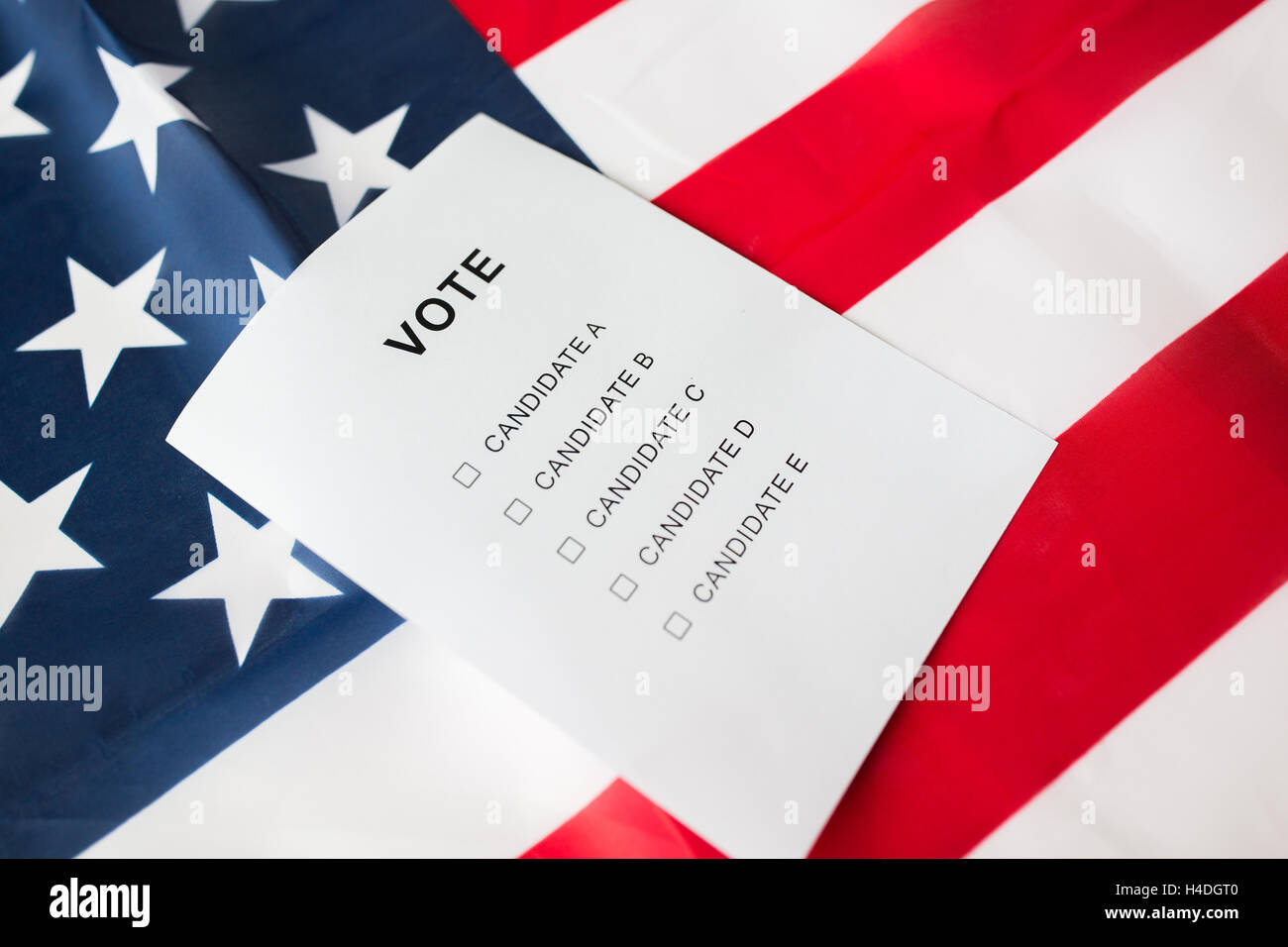 empty ballot or vote on american flag Stock Photo - Alamy