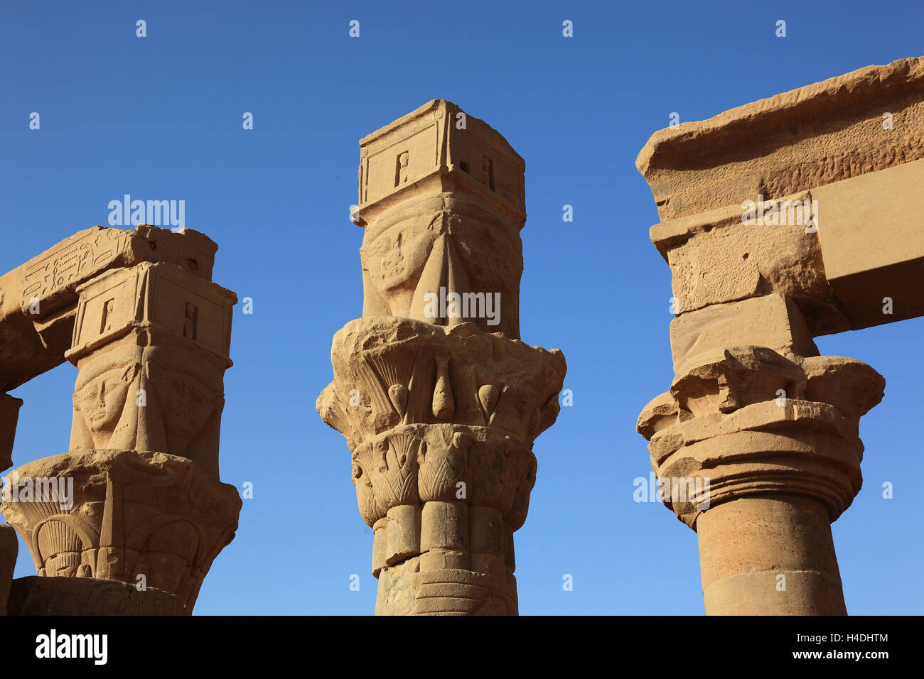 Isistempel, Isis temple Philae on the island Agilkia, Hathor pillars ...
