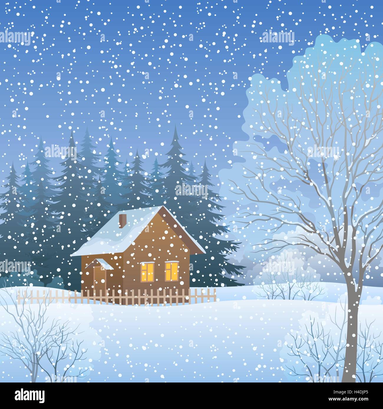 Winter Landscape with Country House Stock Vector Image & Art - Alamy