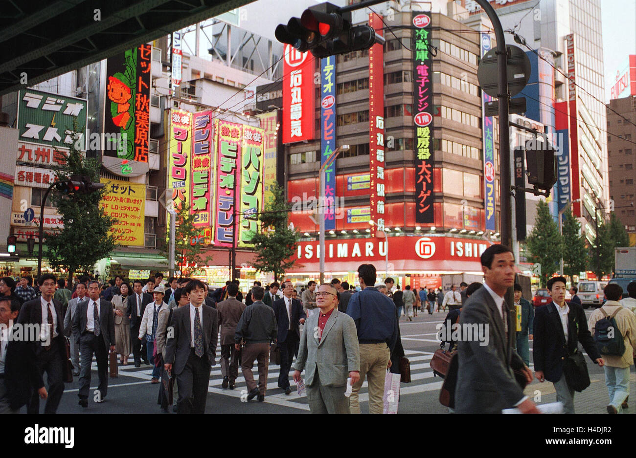 Japan, Tokyo, town view, zebra crossing, passer-by, outside, street ...
