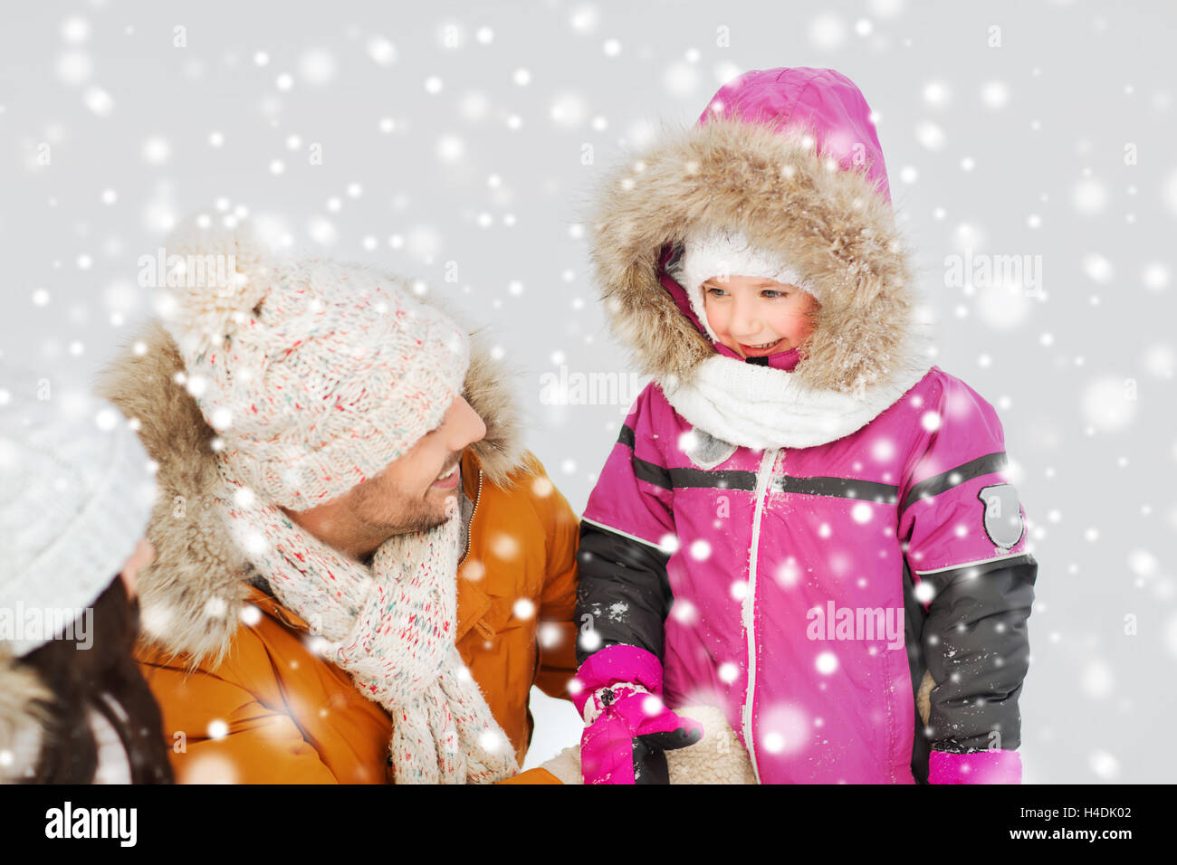 happy family with child in winter clothes outdoors Stock Photo - Alamy