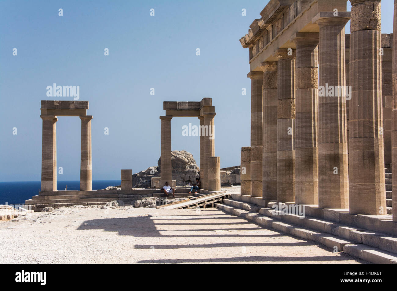 Lindos, temple pillars the Acropolis Stock Photo - Alamy