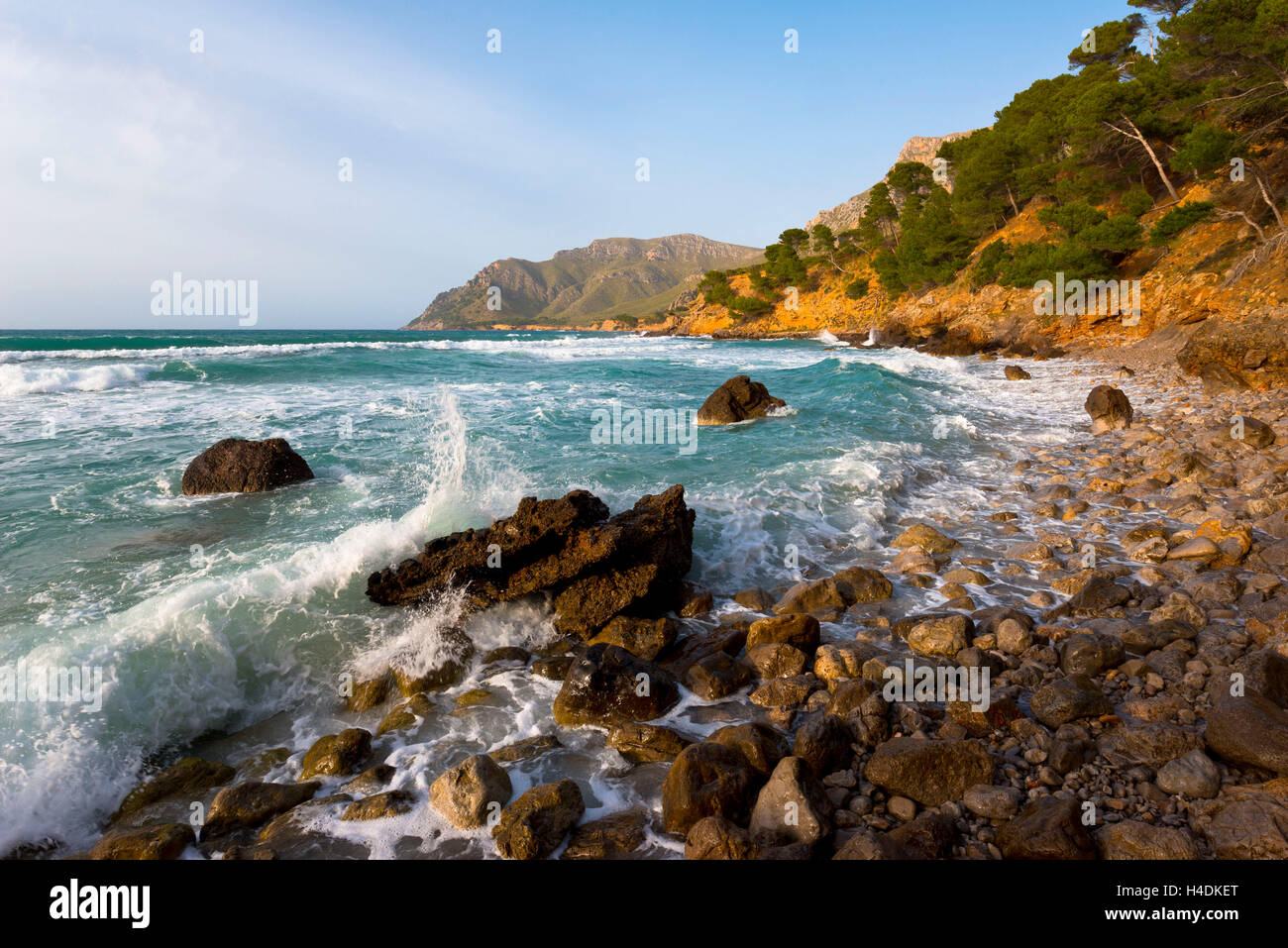 Surf on the beach Cala Well Clara, Majorca, Spain Stock Photo - Alamy